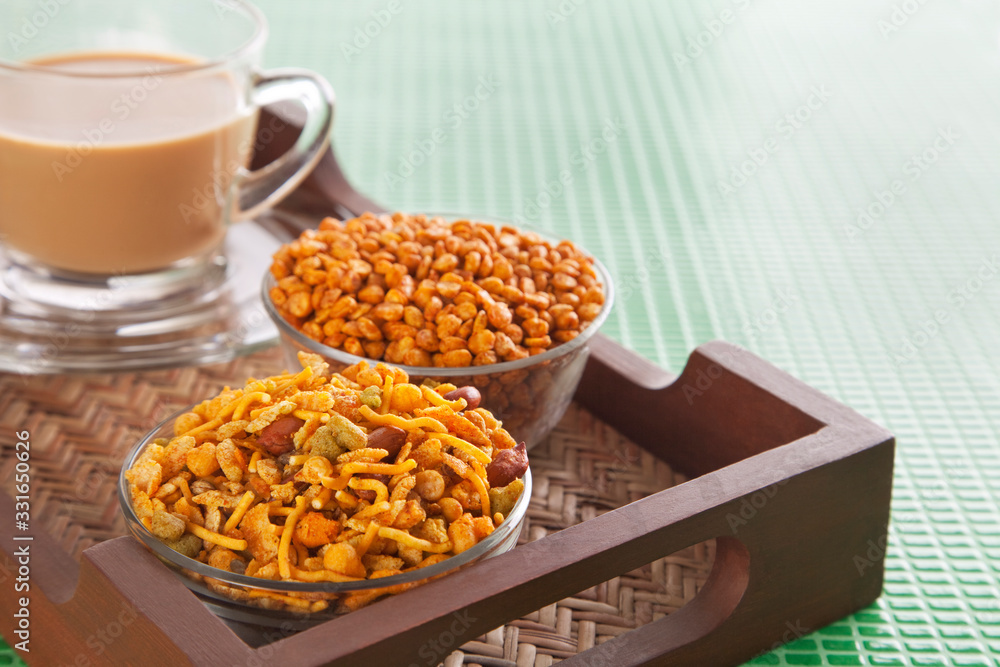 Bowls of snacks and tea Stock Photo | Adobe Stock