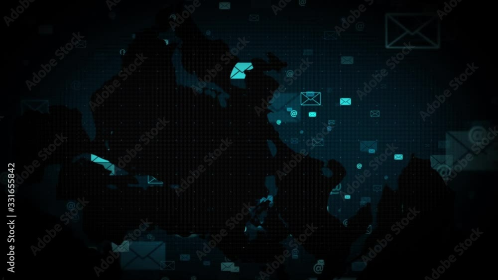 Sending email to areas around the world concept, Global map for ...