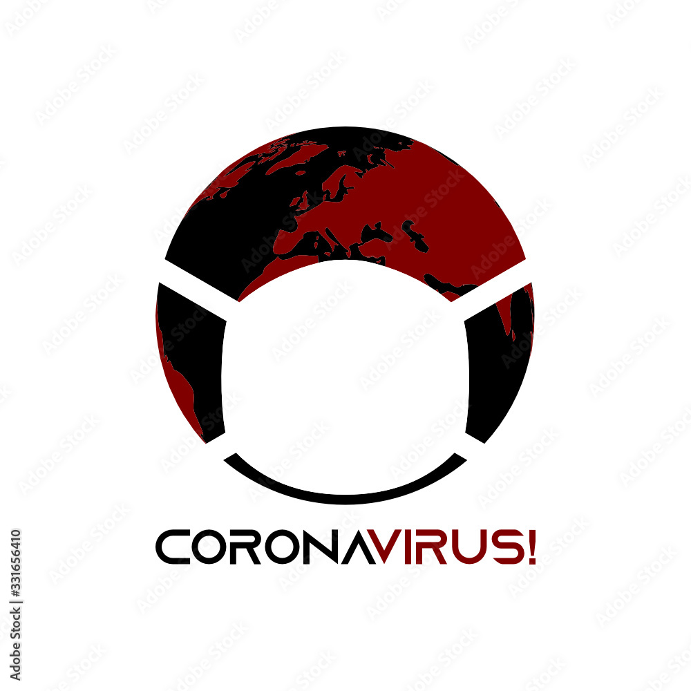 Logo design for coronavirus. Illustration of planet earth with mask as ...