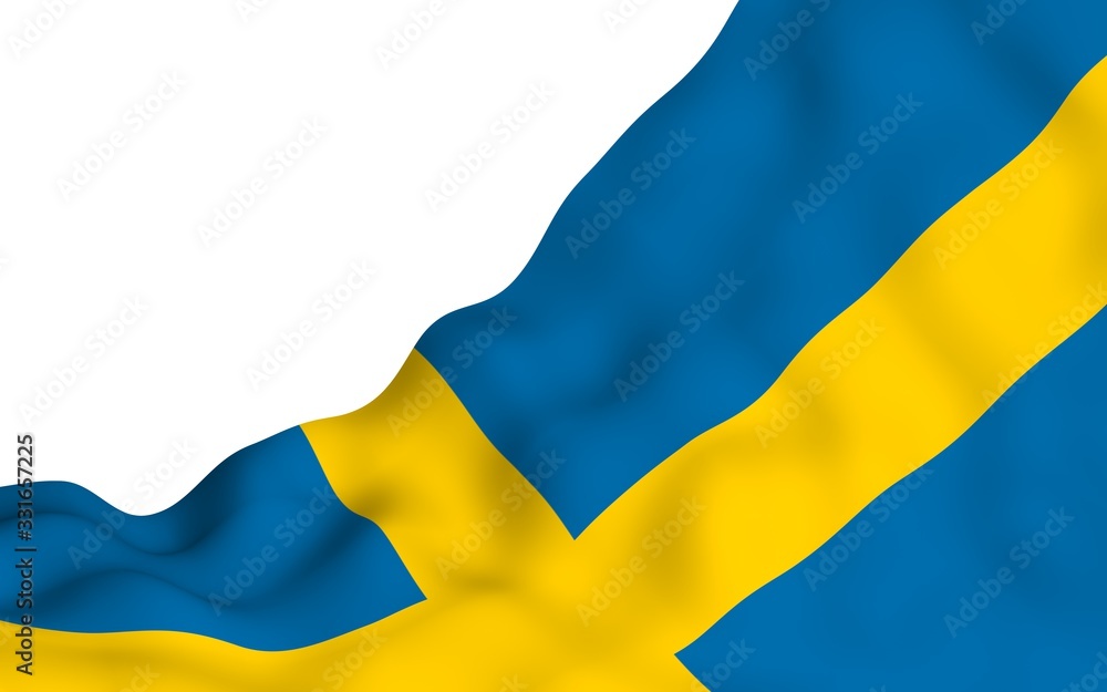 The flag of Sweden. Official state symbol of the Kingdom of Sweden. A ...