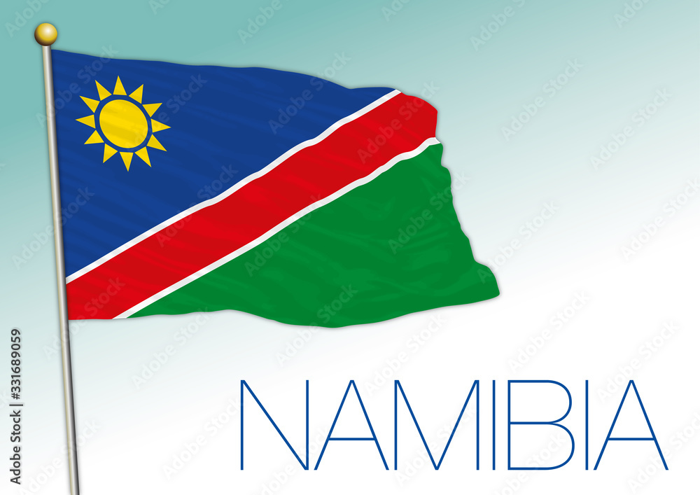 Namibia official national flag, african country, vector illustration ...