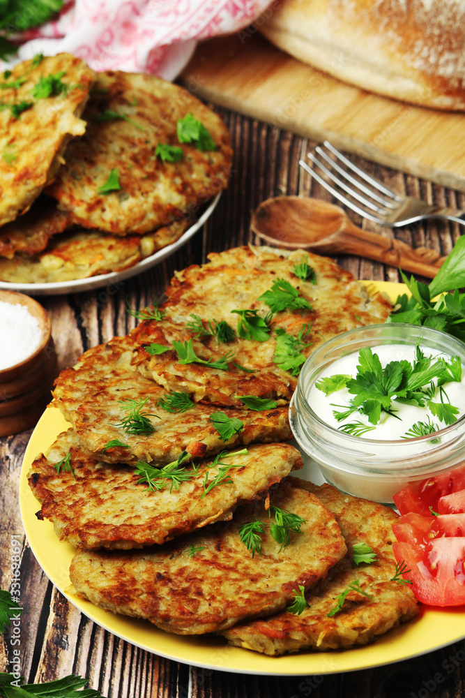 Draniki - a national dish of Belarus Stock Photo | Adobe Stock