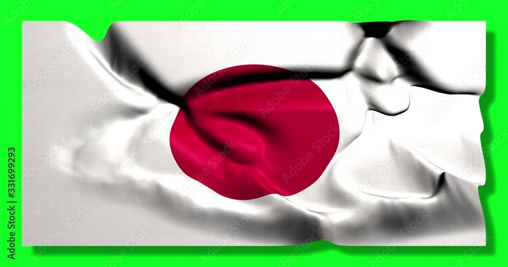 Green screen hiper realistic loop of Japan flag waving in the wind ...