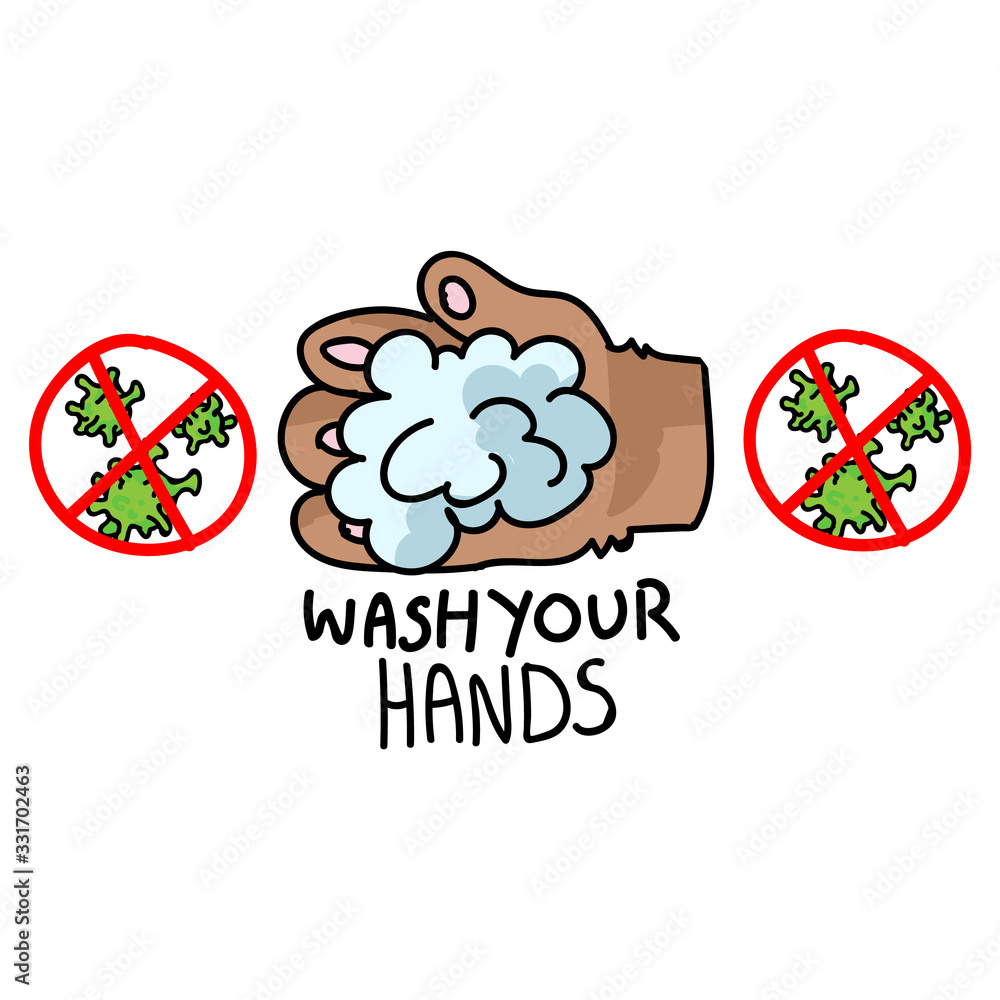 Corona virus covid 19 wash your hands educational banner vector. Cute ...