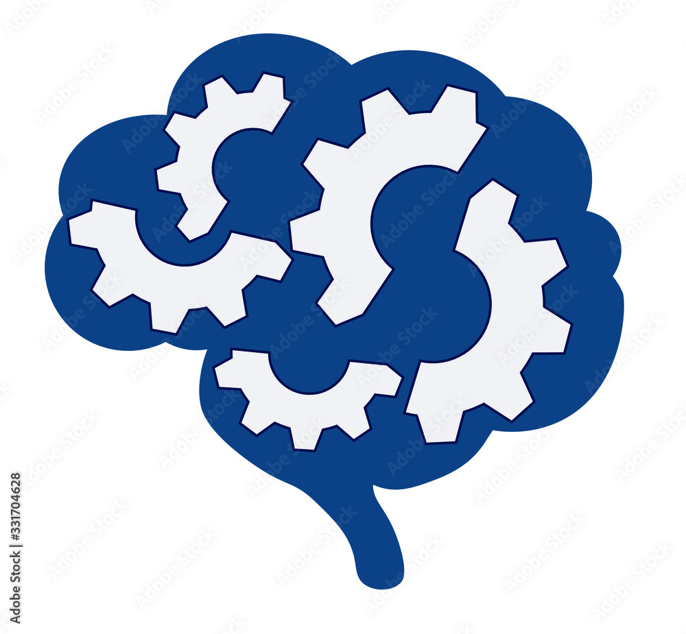 Brain disease dementia line color icon. Human organ concept. Decline in ...
