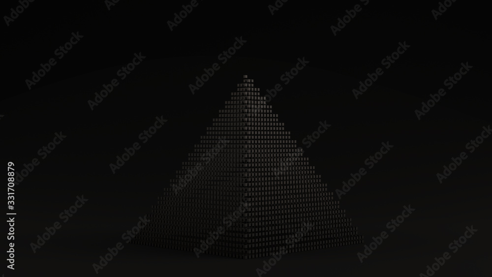 Black Pyramid Made out of Lots of Small Cubes with a Visual Aliasing ...