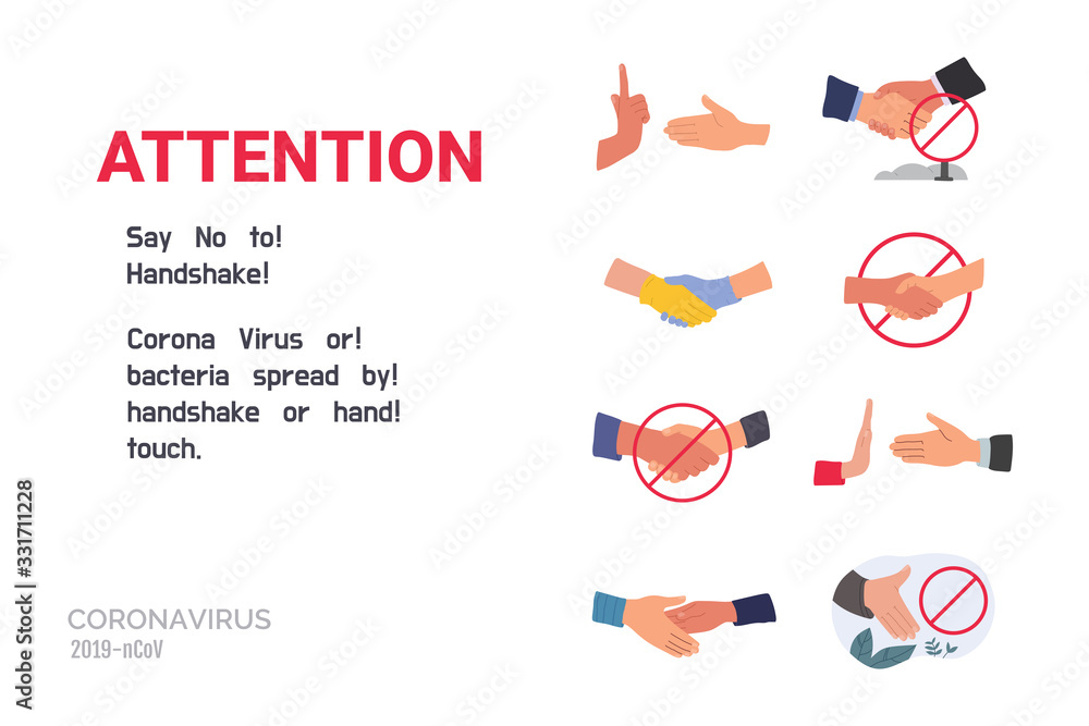 No handshake. Do not contact. Precautions and prevention of coronavirus ...