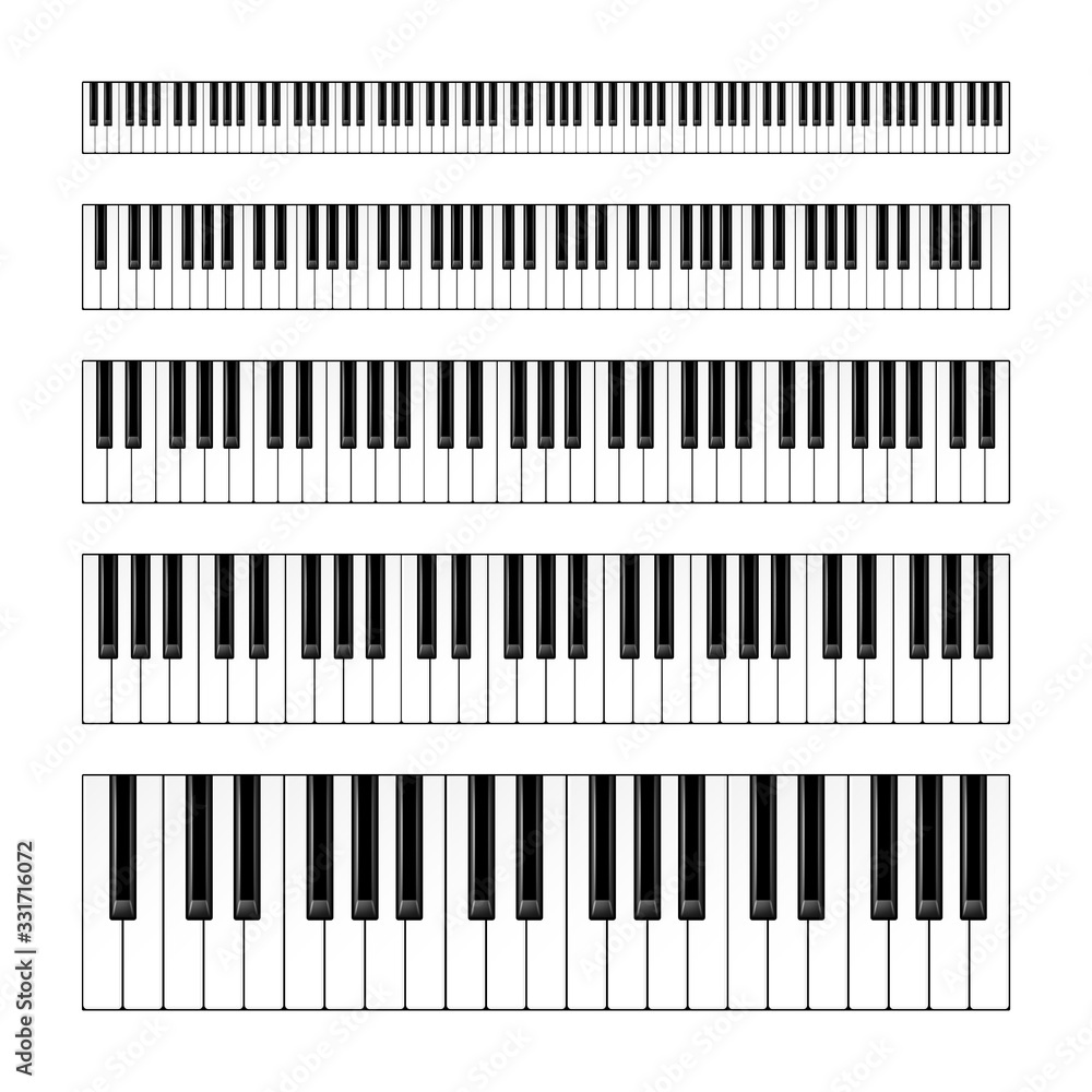 Realistic piano keys set. Musical instrument keyboard. Vector ...