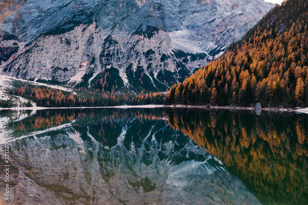Amazing view of Lago di Braies (Pragser Wildsee), most beautiful lake ...