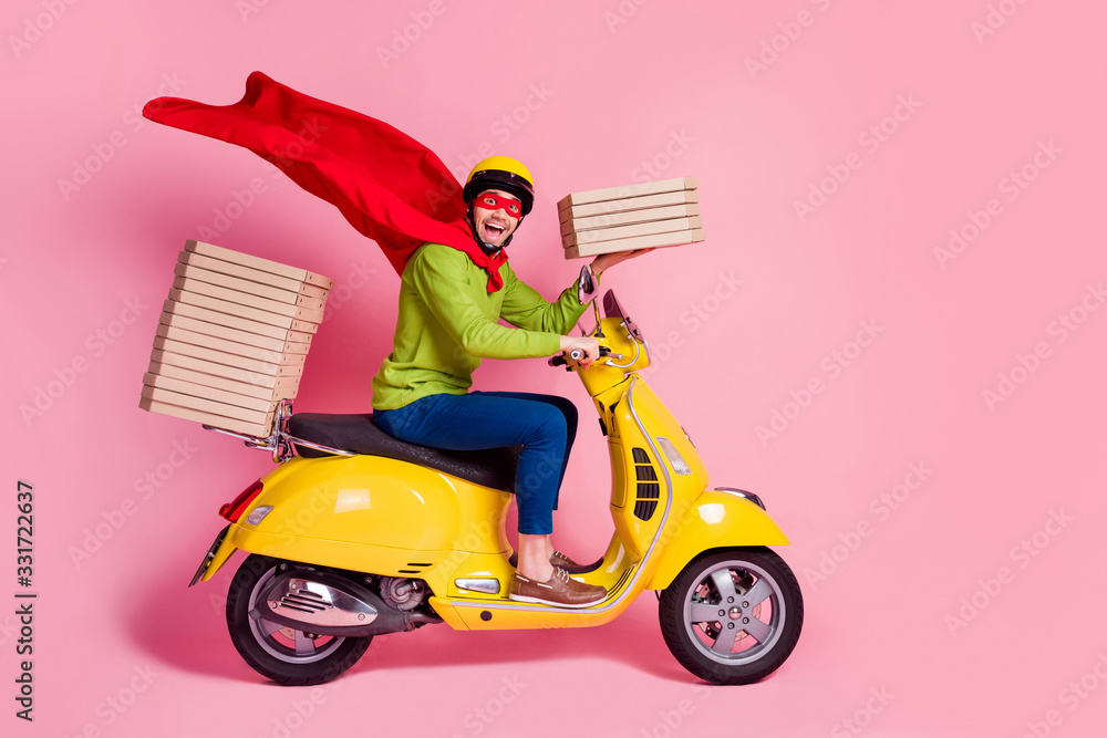 Profile side view of his he nice attractive funky cheerful cheery ...