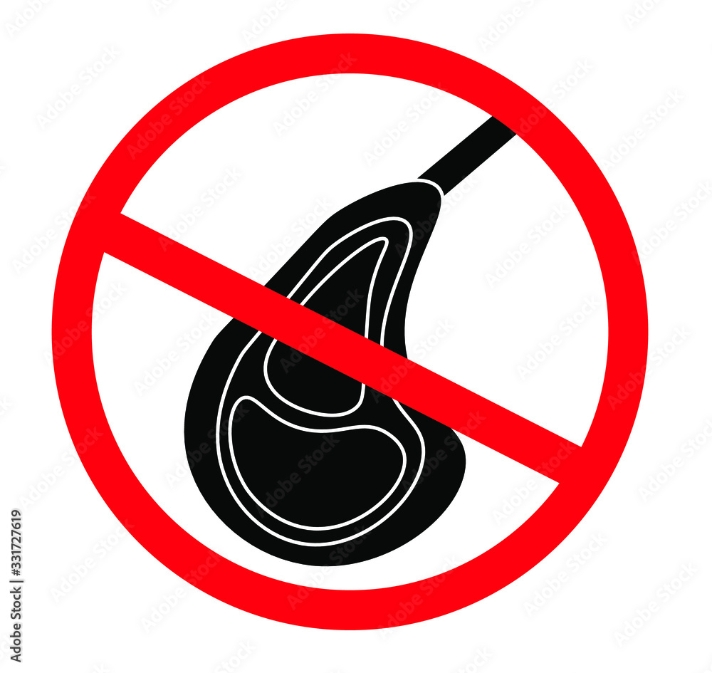 No meat icon vector. No meat symbol. Linear style sign for mobile ...