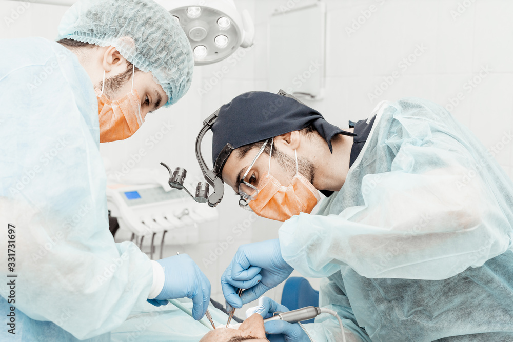 Dentists will perform an operation, implant placement. Real operation ...