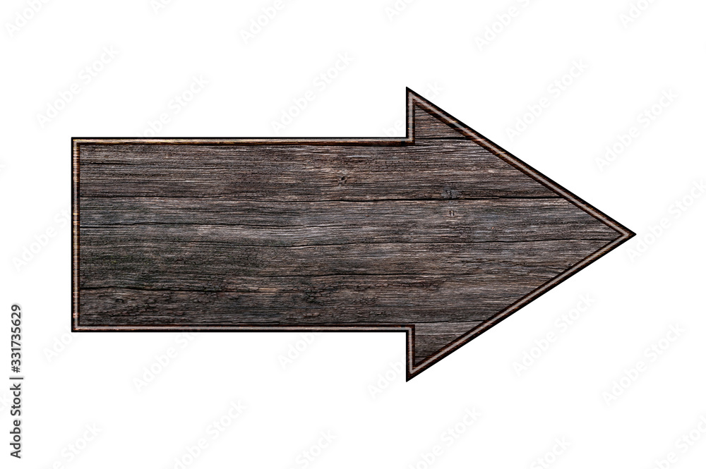 Arrow sign. Wooden arrow sign isolated on a white background. Wooden ...