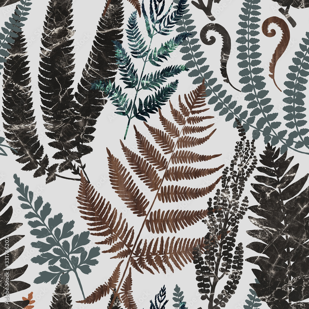 Seamless pattern with fern leaf and forest plant. Beautiful botanical ...