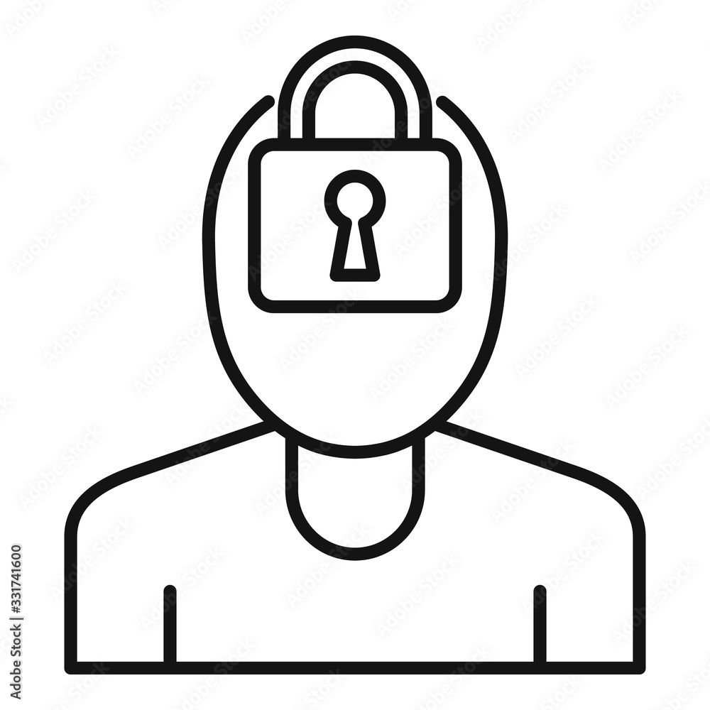 Mental person lock icon. Outline mental person lock vector icon for web ...