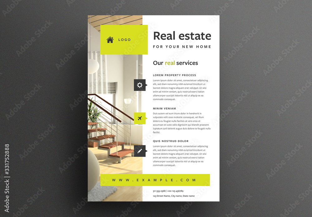 Business Flyer Layout with Light Yellow Accents Stock Template | Adobe ...