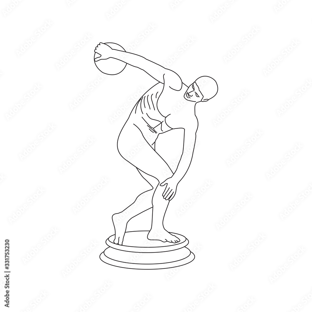 Ancient Greek period, discus athlete statue, vector illustration Stock ...