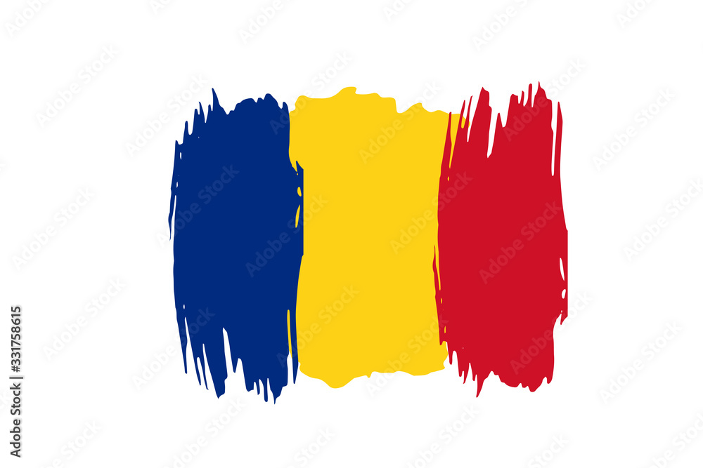 Flag of Romania. Tricolor brush concept. Vertical lines vector ...