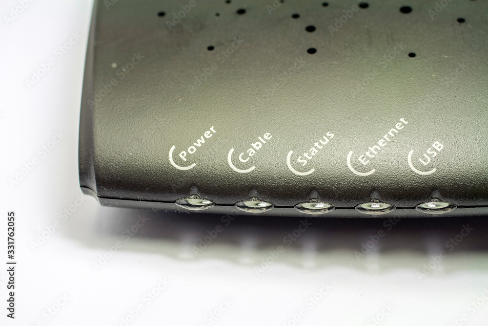 Old router modem isolated on white background. Stock Photo | Adobe Stock