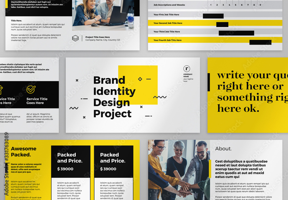 Yellow and Black Presentation Layout Stock Template | Adobe Stock