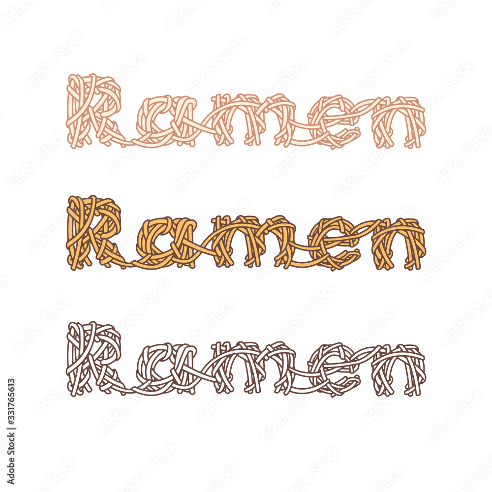 Ramen Text Noodles design. Vector Illustration for Graphic Design ...