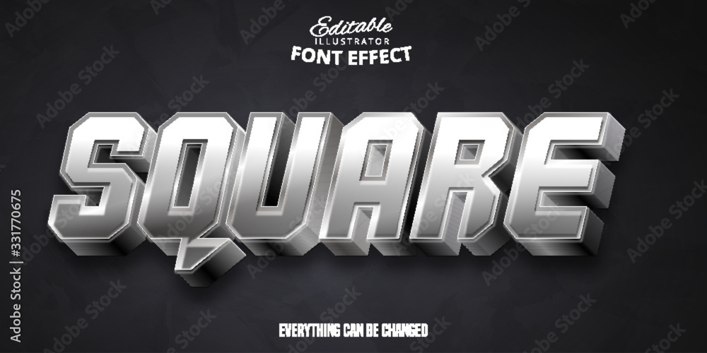 Square text, 3d editable font effect Stock Vector | Adobe Stock