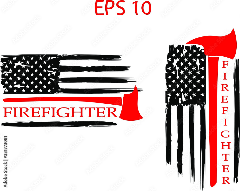 Distressed, Firefighter Flag, EPS 10, Fire, Department, USA, Flag, Only ...