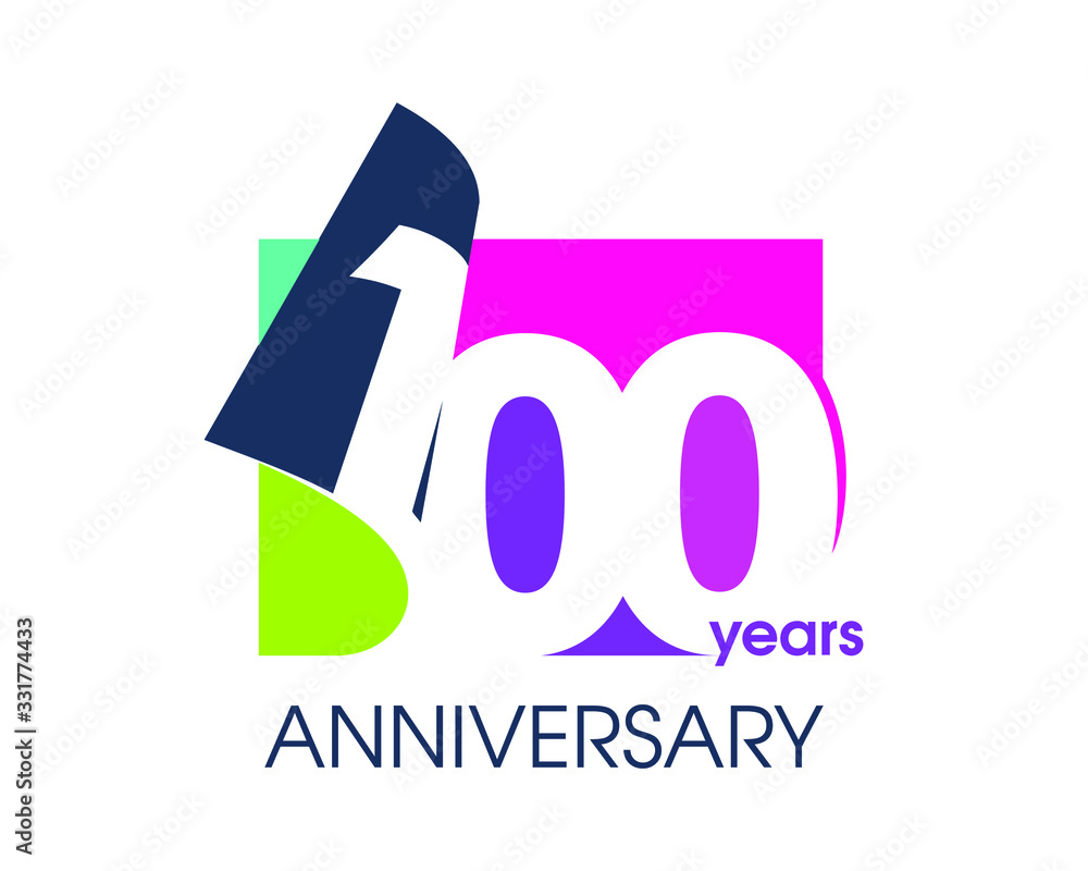 100 years anniversary colored logo isolated on a white background for ...