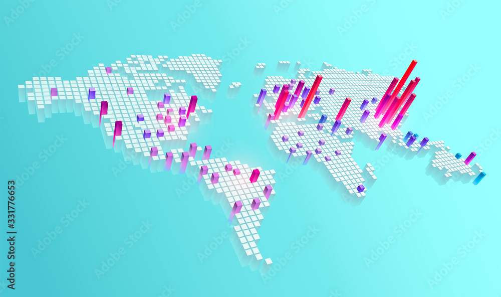 Map of coronavirus pandemic (Covid-19). Vector infographic Stock Vector ...