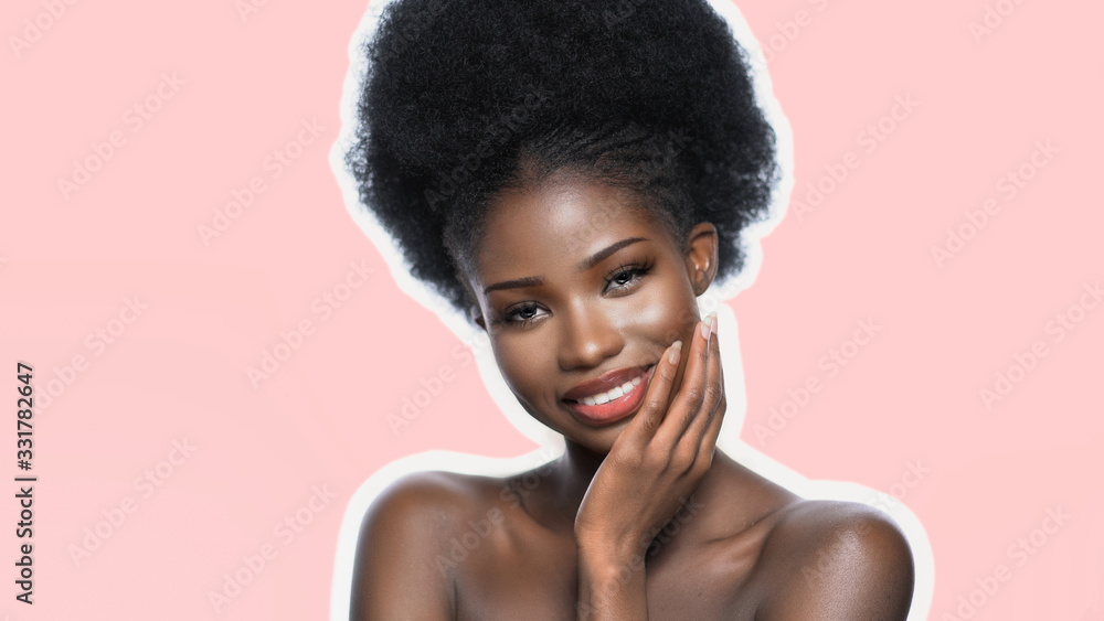 Happy African Lady Laughs Touching Face With Hand, Smiling Dark Skinned ...