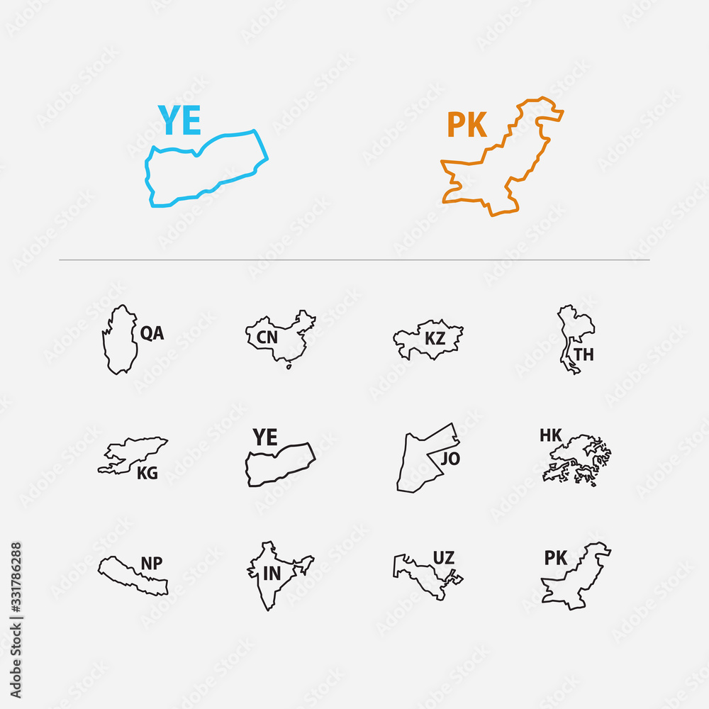 Vetor de Country icons set. India and country icons with china ...