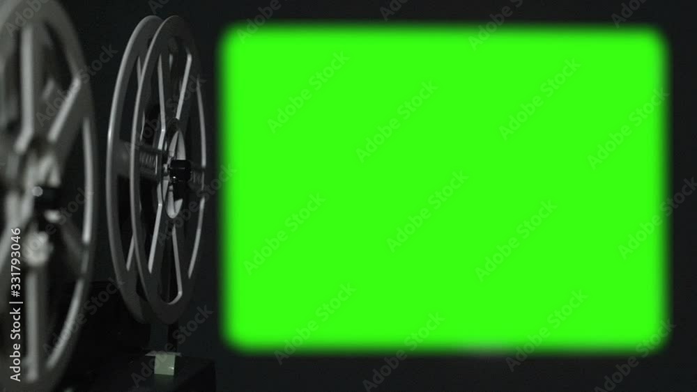 Cinema projector shows green screen Stock Video | Adobe Stock
