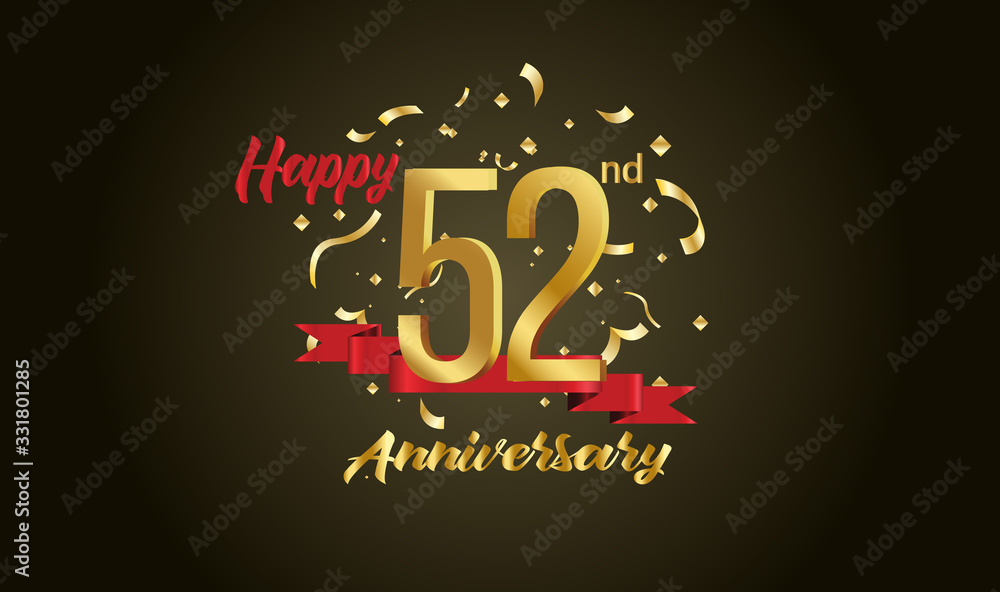 Anniversary celebration background. with the 52nd number in gold and ...