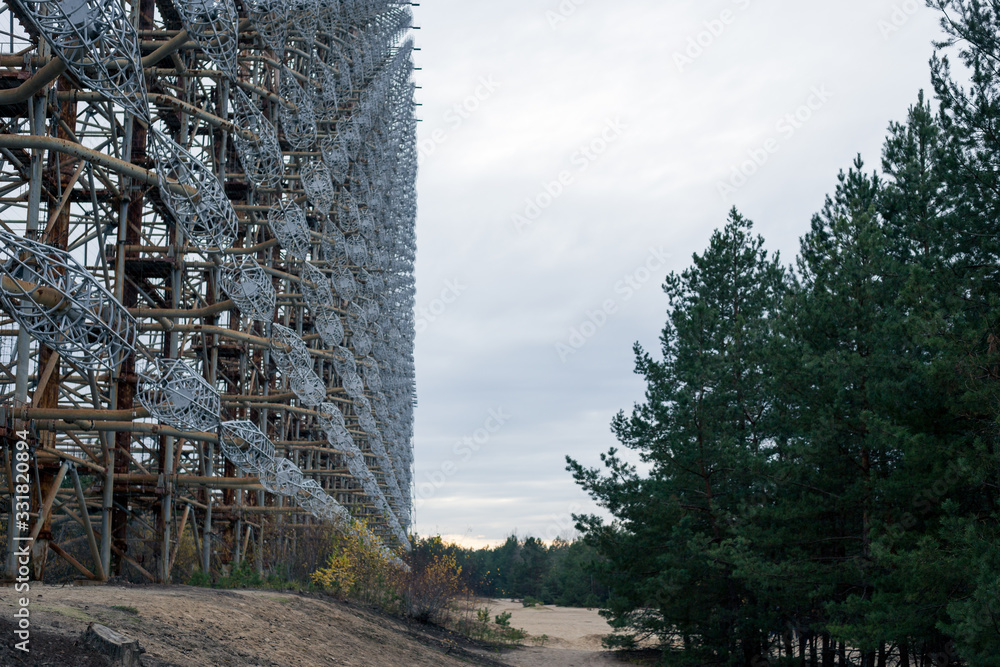 Power plant Duga in Pripyat in Chernobyl. Soviet secret radio tower for ...