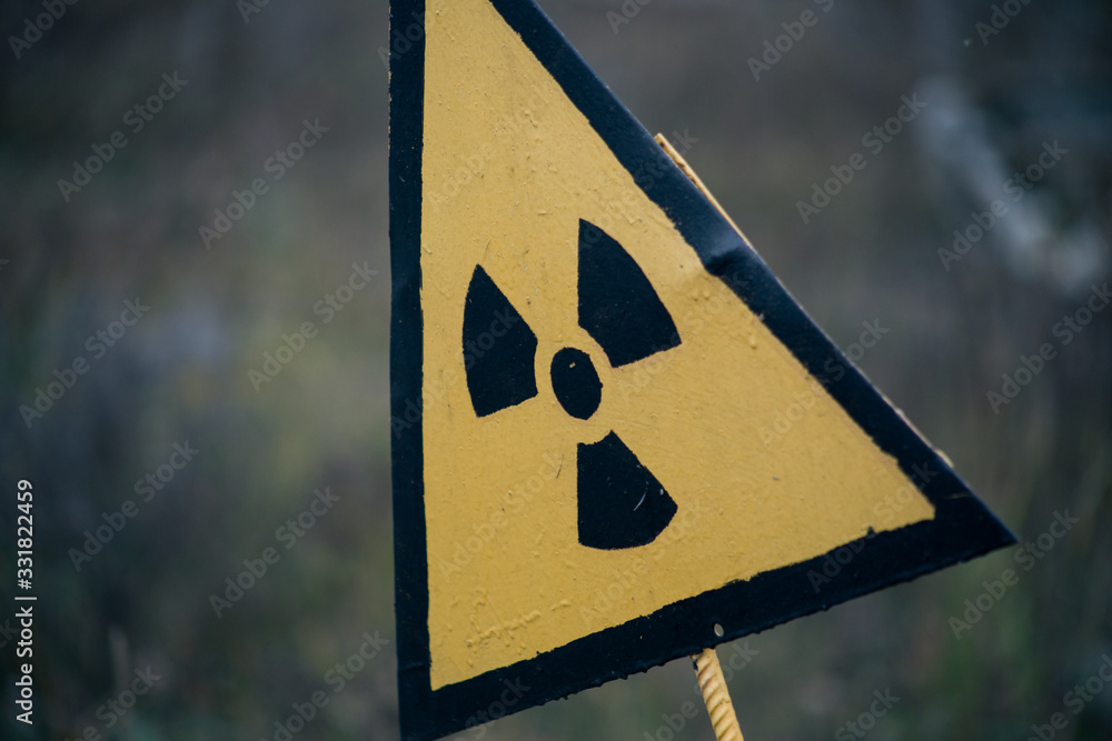 Pripyat radiation warning sign in Chernobyl Stock Photo | Adobe Stock