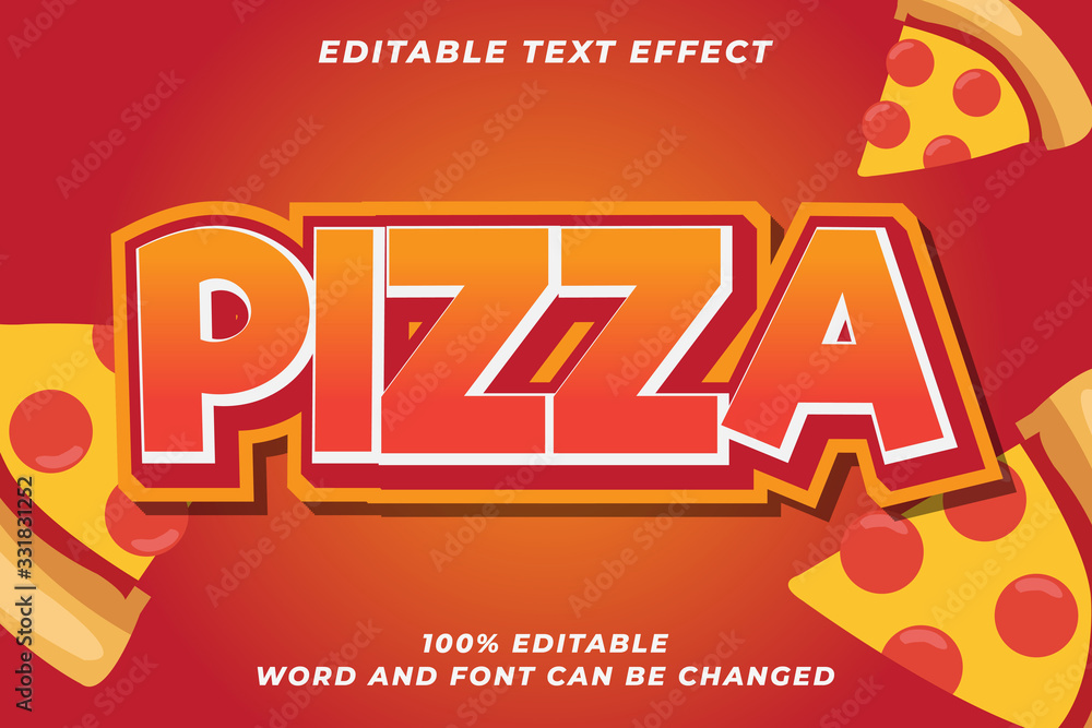 Pizza Food Bold text style effect Premium Vector Stock Vector | Adobe Stock