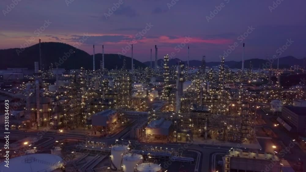 4K, Aerial footage oil refinery and petrochemical architecture plant ...