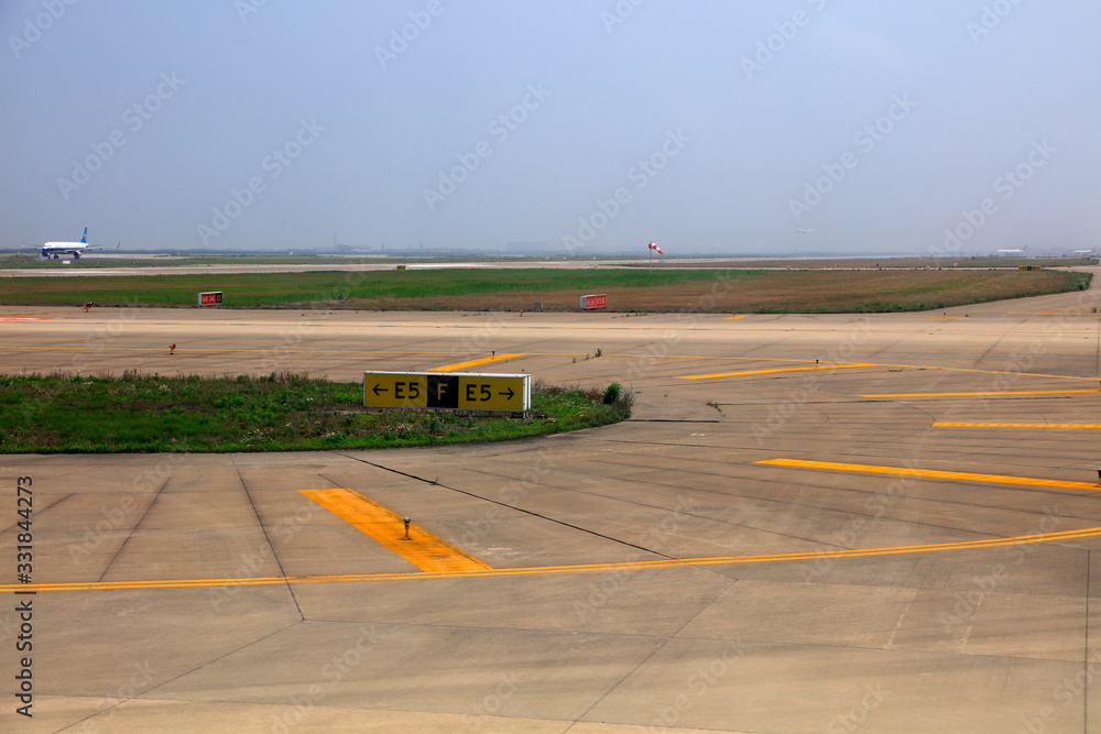 Airport runway warning signs Stock Photo | Adobe Stock