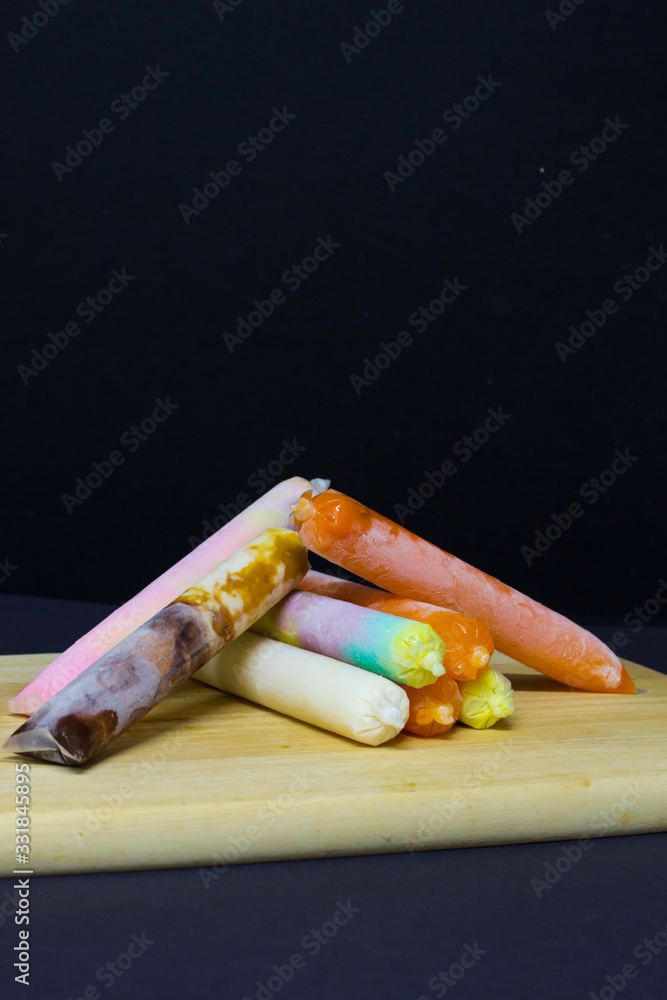 Stack of colourful and icy home made Malaysia ice cream (known as ...