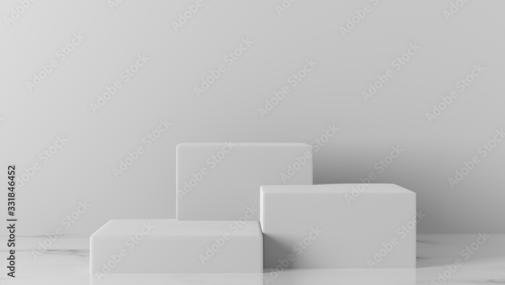 Minimal luxury white design Square rectangle box block cube podium in ...