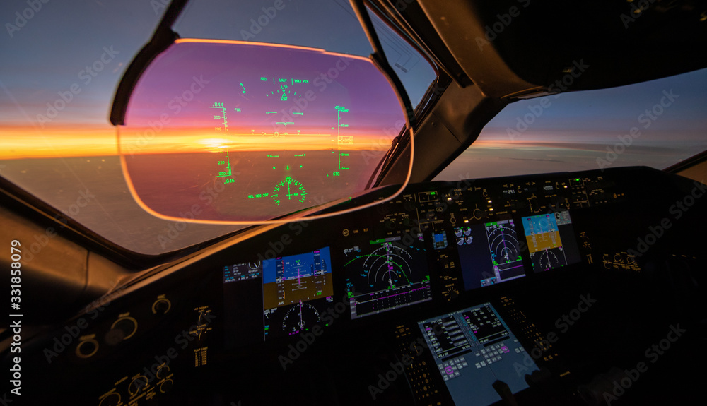 Boeing 787 Cockpit At Night