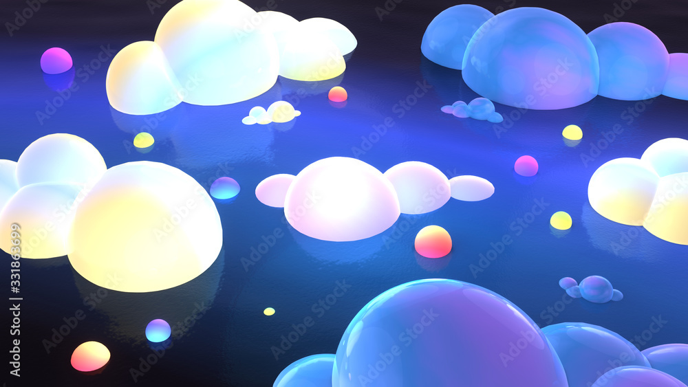 Cartoon gradient ocean sky. 3d rendering picture. Stock Illustration ...