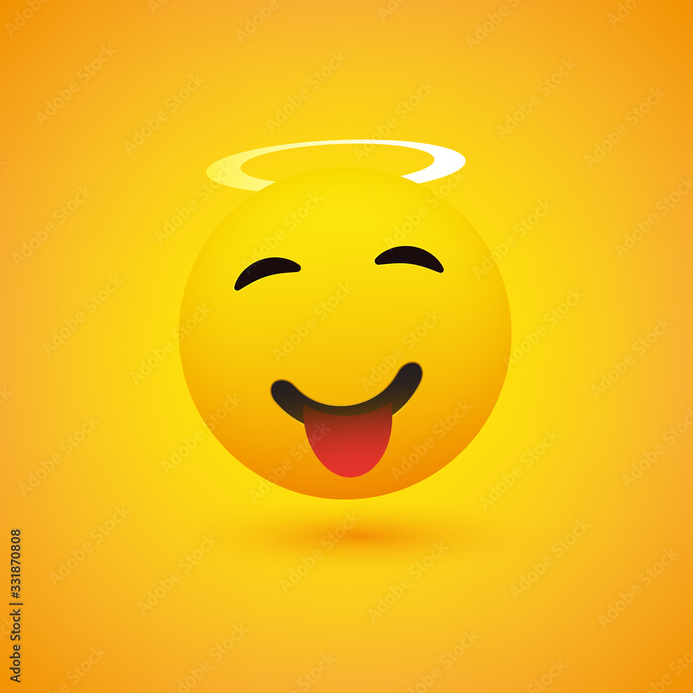 Smiling Cheeky Face with Angel Halo - Emoticon Concept Design Stock ...