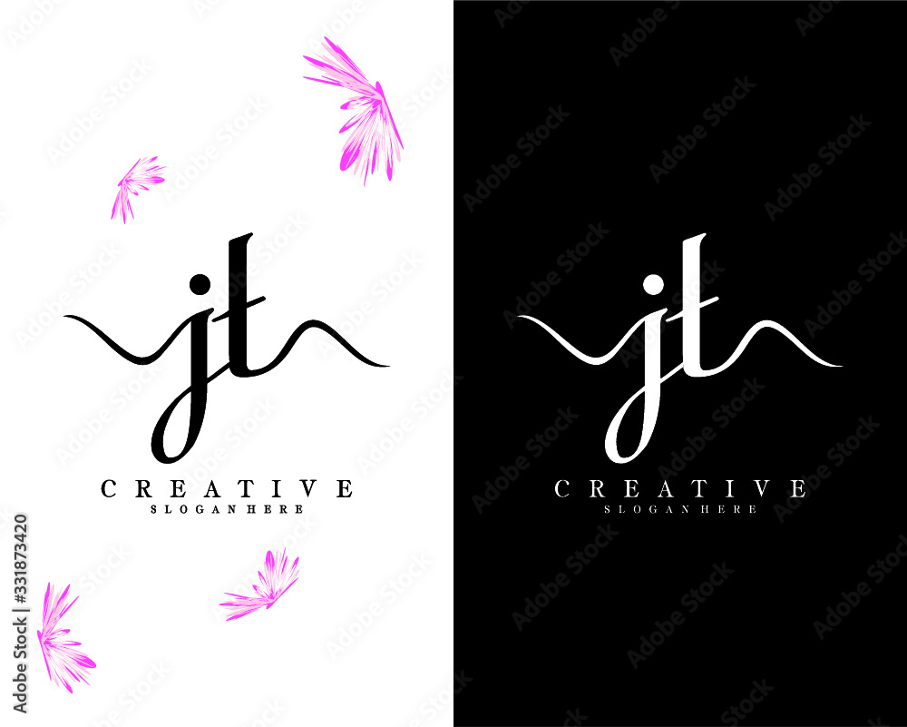 handwriting script letter jt, tj logo design vector Stock Vector ...