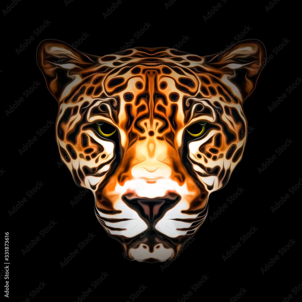 leopard head with creative abstract element on white background Stock ...