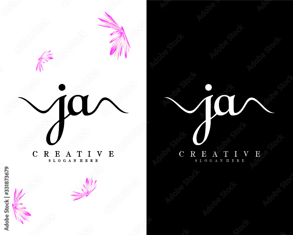 handwriting script letter ja, aj logo design vector Stock Vector ...