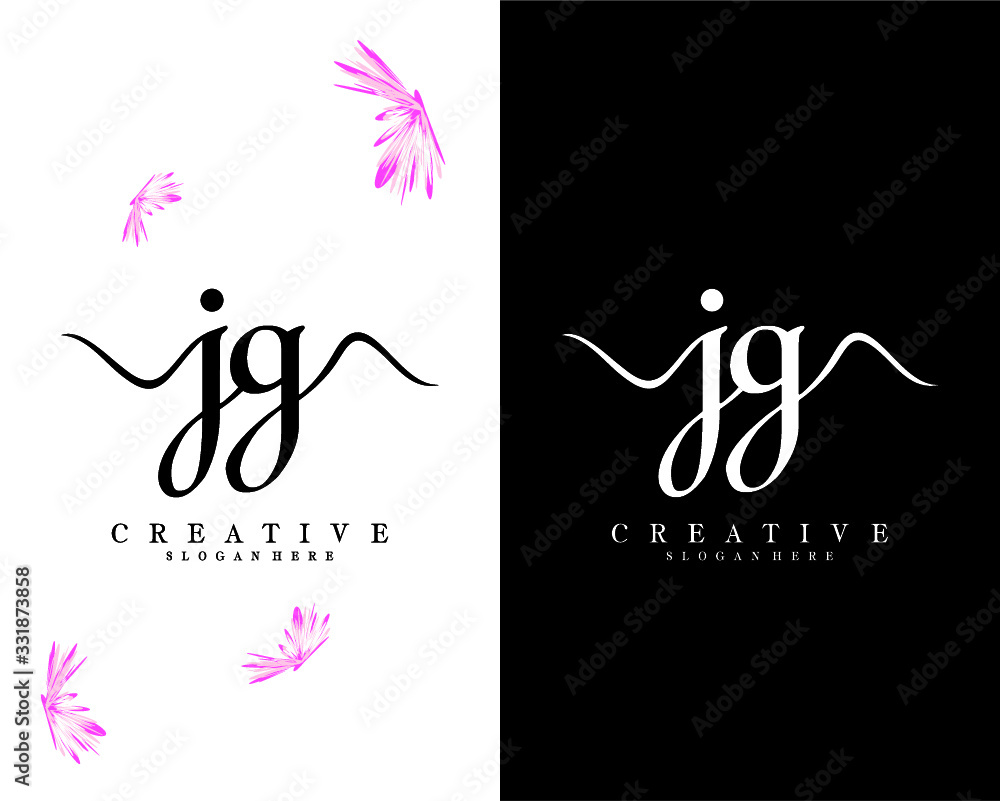 handwriting script letter jg, gj logo design vector Stock Vector ...