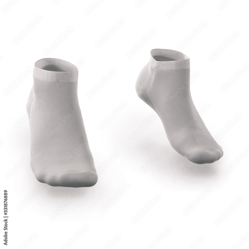Short white socks. Side view (3/4). Mockup clothes for design, logo ...