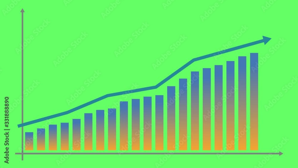 Financial growth chart with trend line graph. Growth bar chart of ...