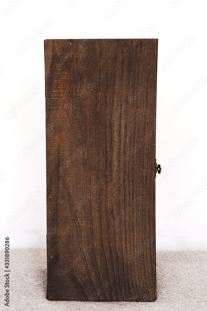 closed fancy oak wood box useful for many uses isolated on white ...